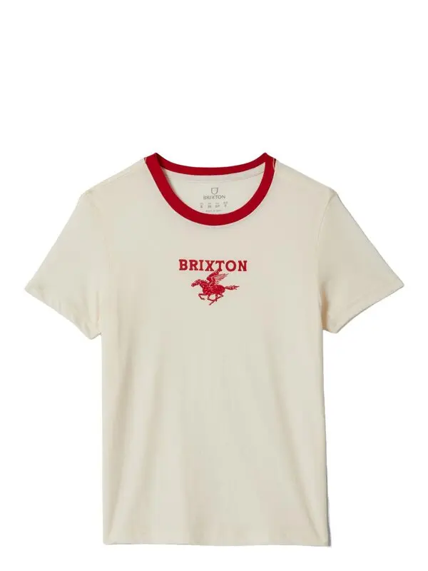 Brixton Pegasus Graphic Ringer T-shirt - Vintage White