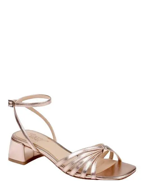 Badgley Mischka Pasco Ankle Strap Sandal - Rose Gold Leather
