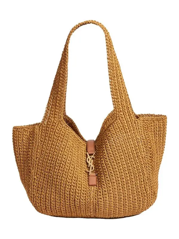 Saint Laurent Le 5 À 7 Woven Tote - Natural Brown/brick