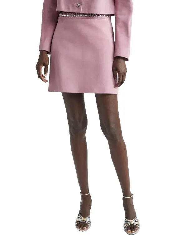 Versace Studded Waist Suede Miniskirt - Dusty Mauve
