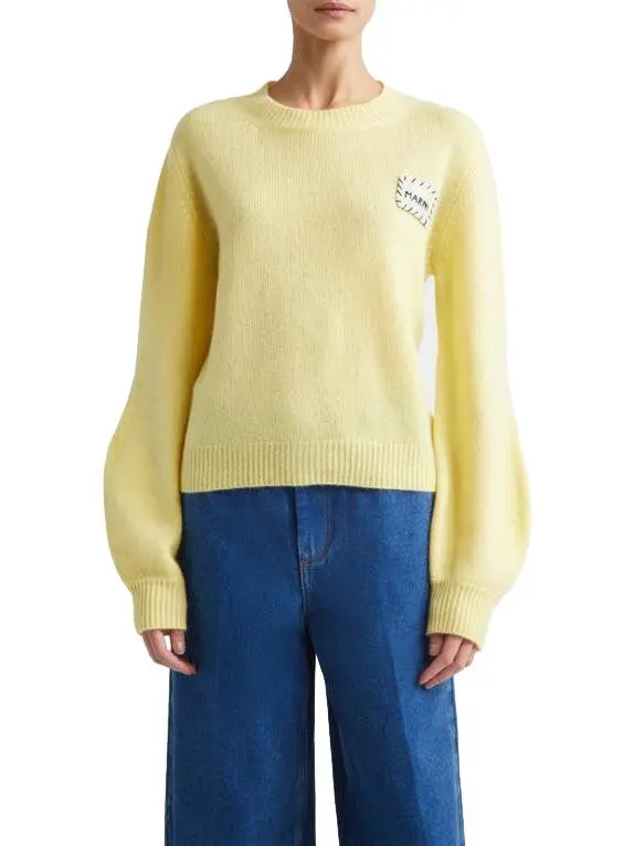 Marni Mending Logo Cashmere Sweater - Vanilla