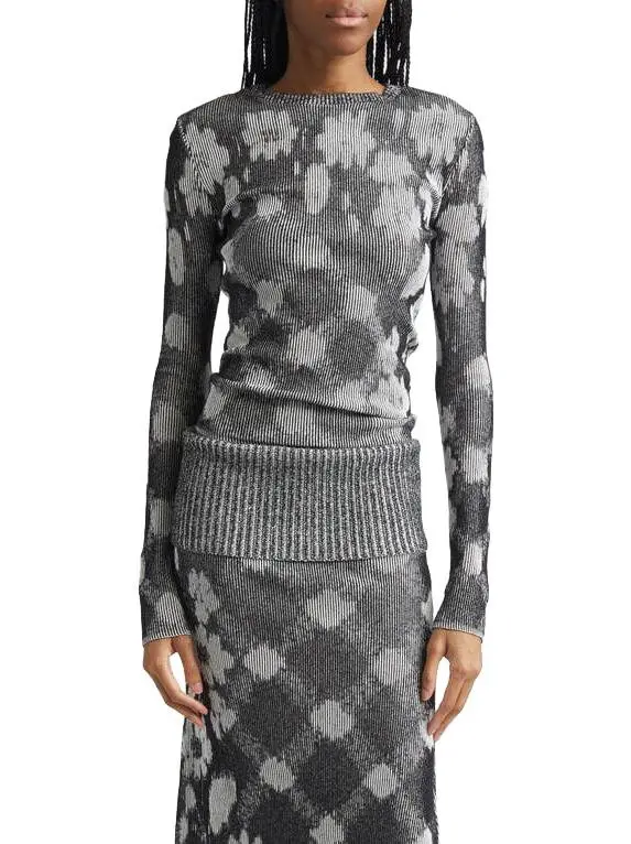 PAOLINA RUSSO Illusion Floral Jacquard Sweater - Black/white