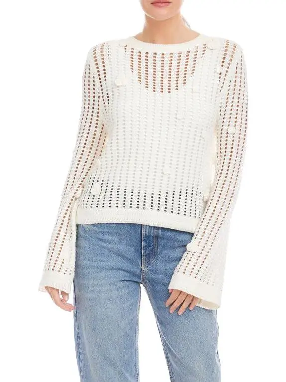 Fifteen Twenty Liv Open Stitch Cotton-blend Sweater - Off White