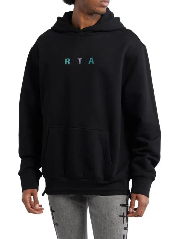 RtA Oversize Cotton Hoodie - Black Circuit Cross