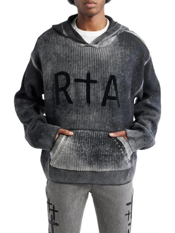 RtA Jasper Relaxed Fit Hoodie - Black Glitch