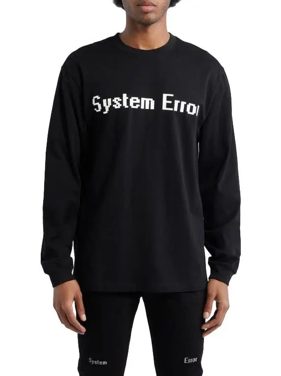 RtA Lawrence Long Sleeve Cotton Graphic T-shirt - Black System Error