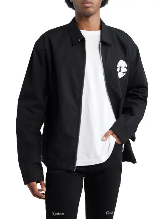 RtA Graphic Ripstop Cotton Jacket - Black Vintage Record