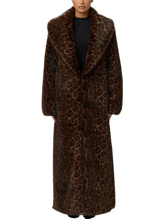Naked Wardrobe Leopard Faux Fur Coat - Dark Leopard