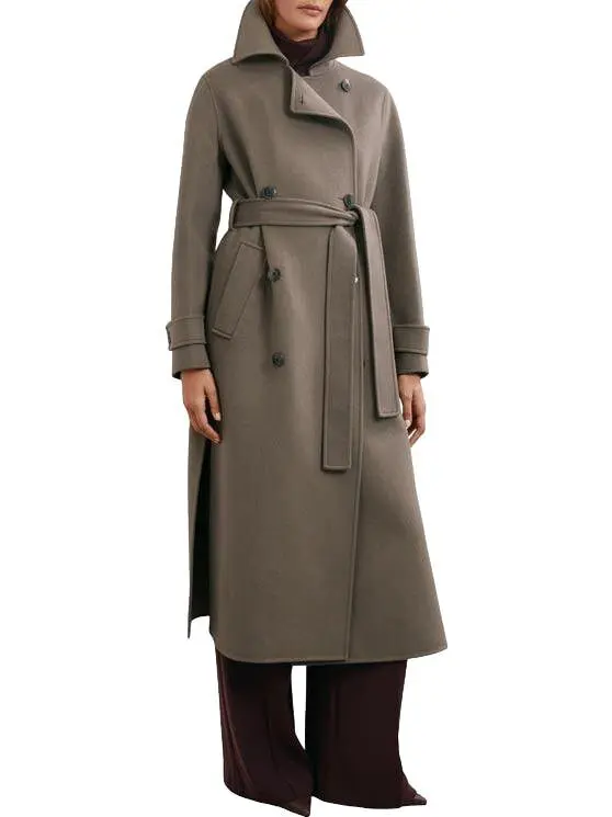 REISS Luna Double-breasted Wool-blend Coat - Mink