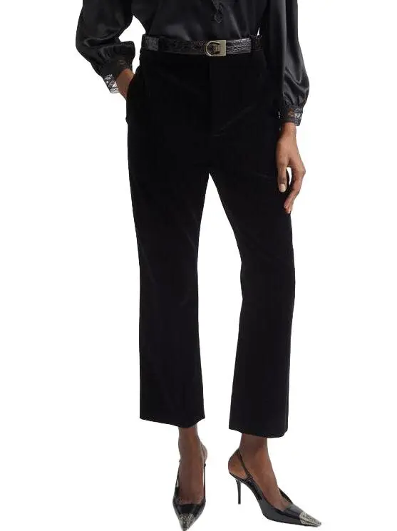 Saint Laurent High Waist Velour Flare Pants - Noir