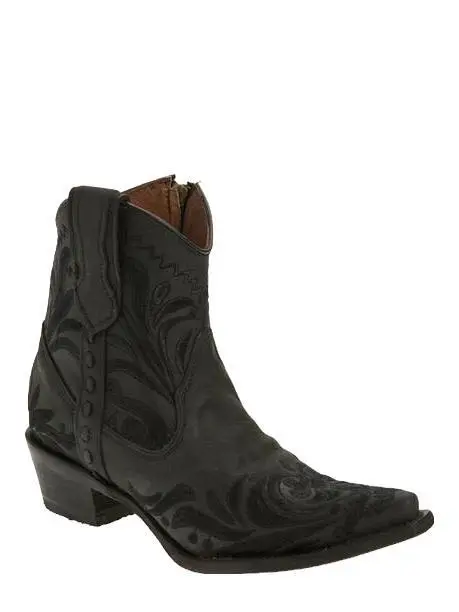 CIRCLE G Embroidered Western Ankle Boots - Black