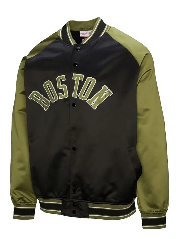 Mitchell & Ness Boston Celtics Satin Raglan Full-snap Jacket - Olive