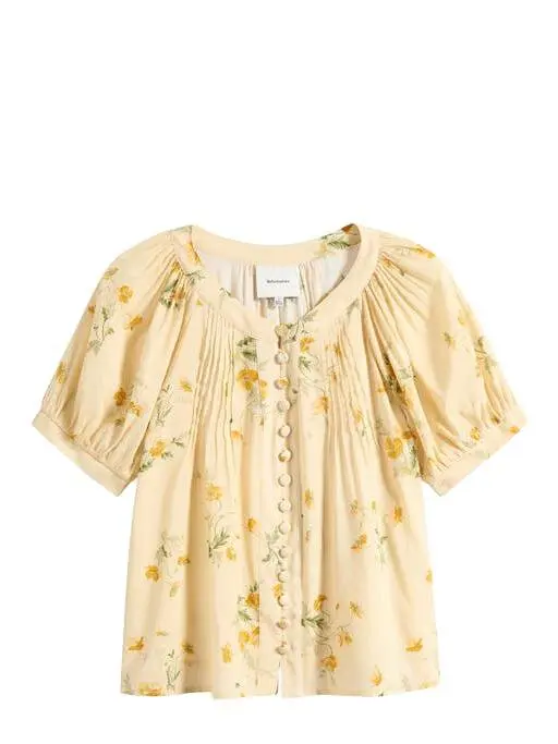 REFORMATION Calia Floral Cotton Blend Top - Mercy
