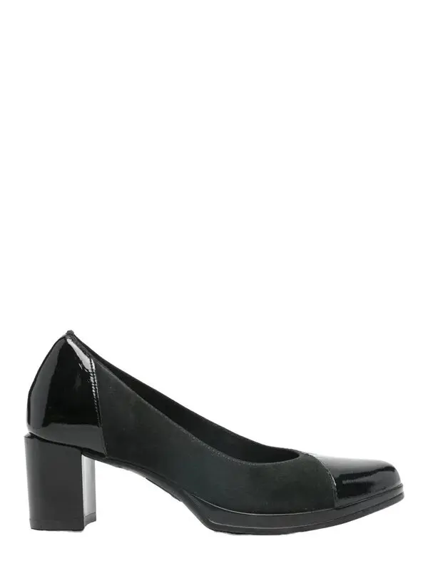 ARA Patent Block Heel Pumps - Black
