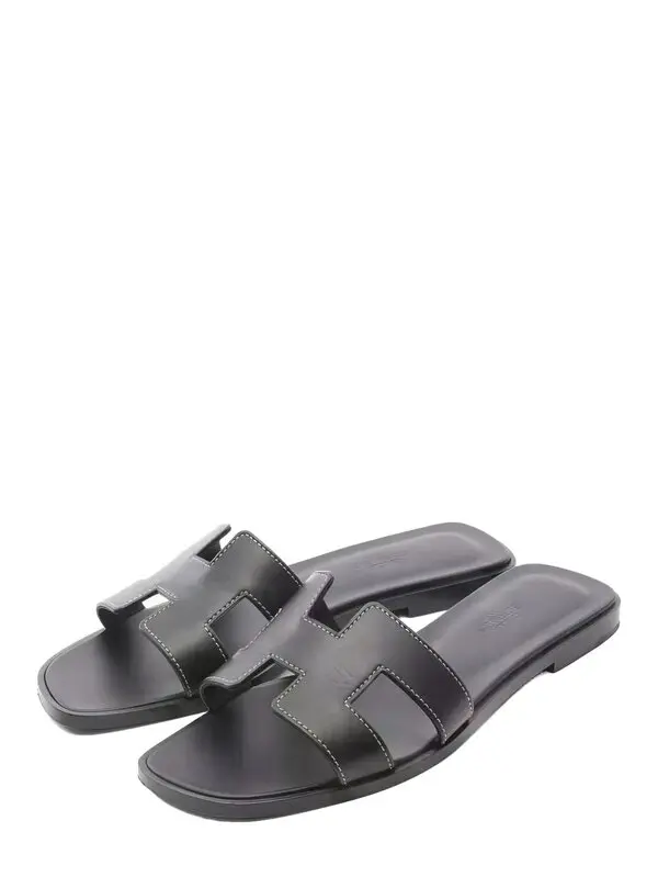 Hermès 2010's Oran Strap Sandals - Black