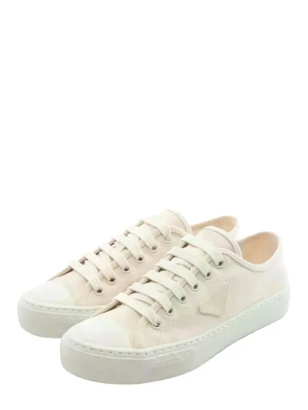 Prada Triangle-logo Canvas Sneakers - Neutrals