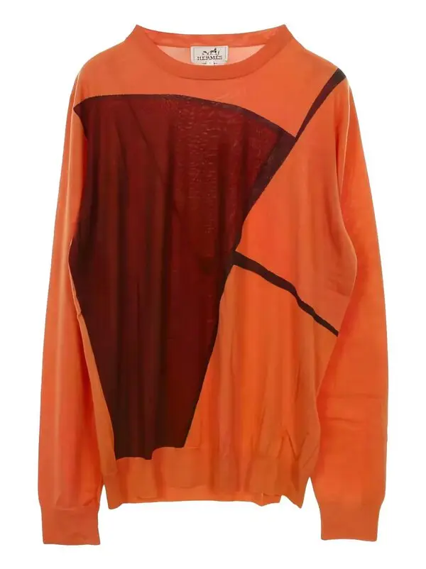 Hermès 2020s Paneled Crew-neck Sweater - Orange