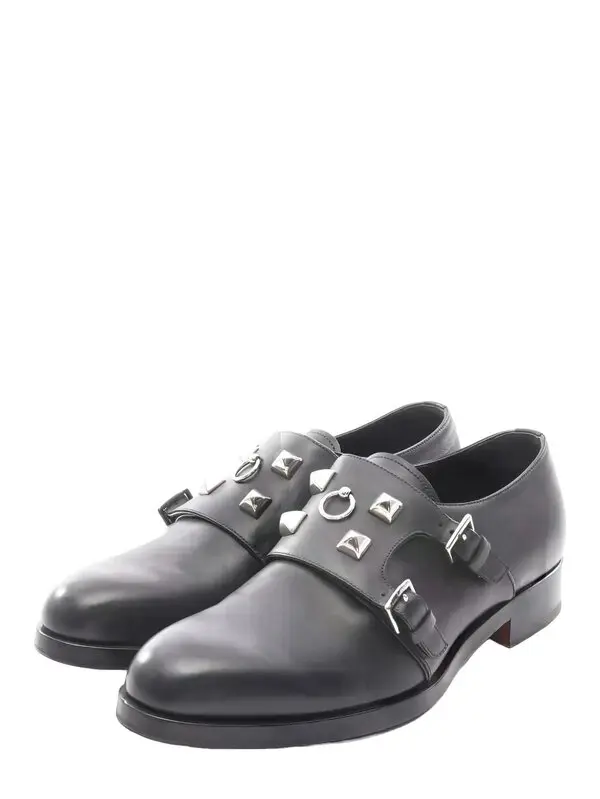 Hermès 2010s Studded Strap Monk Shoes - Black
