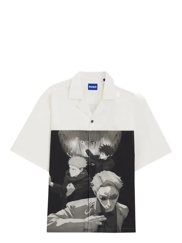 Hugo X Jujutsu Kaisen Relaxed-fit Shirt With Character Print - White