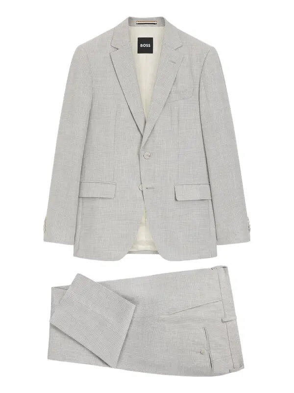 BOSS Two-piece Slim-fit Suit In Cotton And Virgin Wool - Light Grey