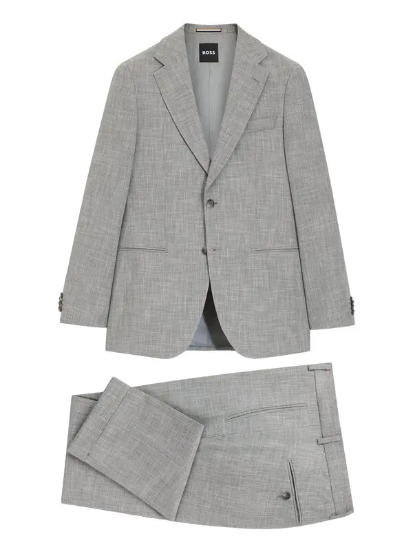 BOSS Two-piece Slim-fit Suit In Cotton And Virgin Wool - Silver