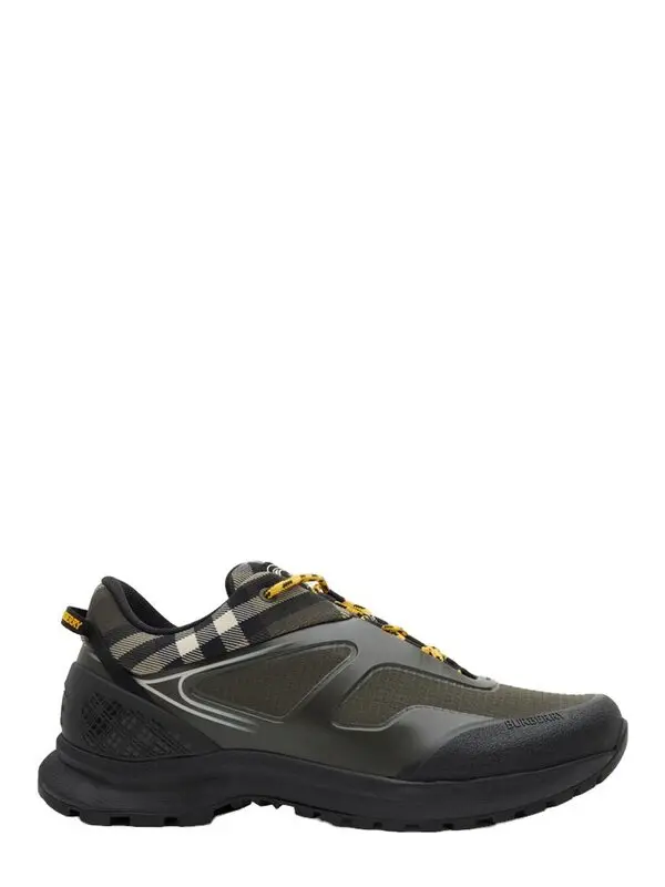 Burberry Check And Mesh Discover Sneakers - Thicket Green