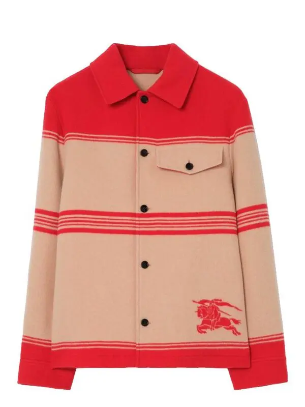 Burberry Striped Wool Nylon Jacket - Crayon Red