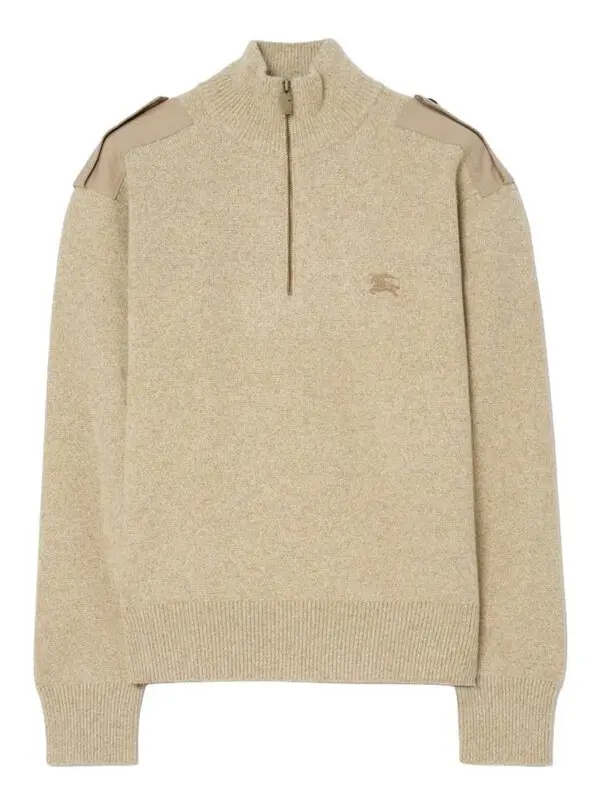 Burberry Wool Cashmere Half-zip Sweater - Hamper Beige