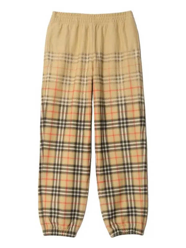 Burberry Gradient Check Cotton Jogging Pants - Sand Beige