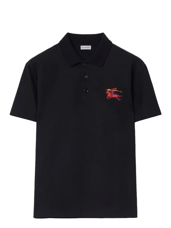 Burberry Cross Stitch Ekd Cotton Polo Shirt - Navy