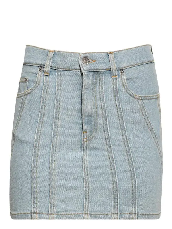 MUGLER High-waisted Denim Skirt - Blue