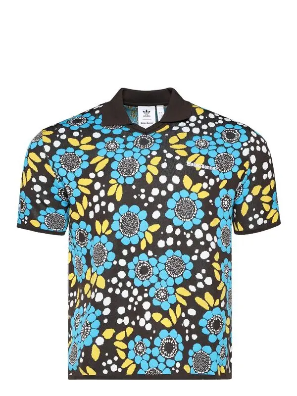 Adidas X Wales Bonner Knit Polo Shirt Blue Floral - Multi