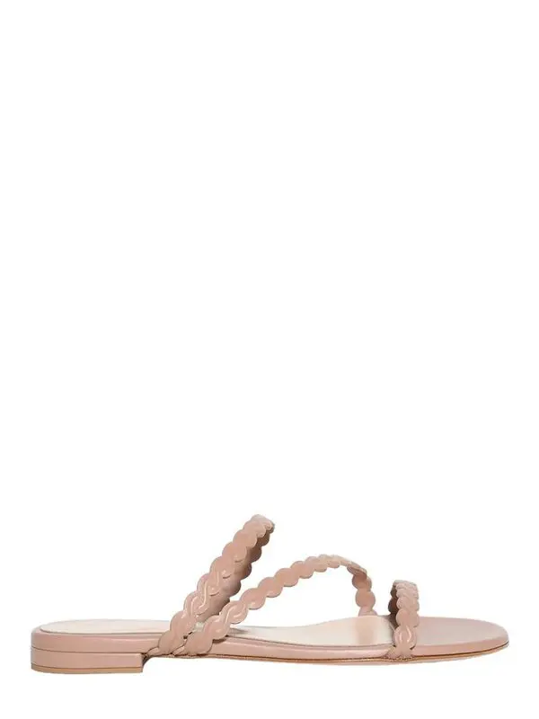 GIANVITO ROSSI Flat Leather Sandals - Beige