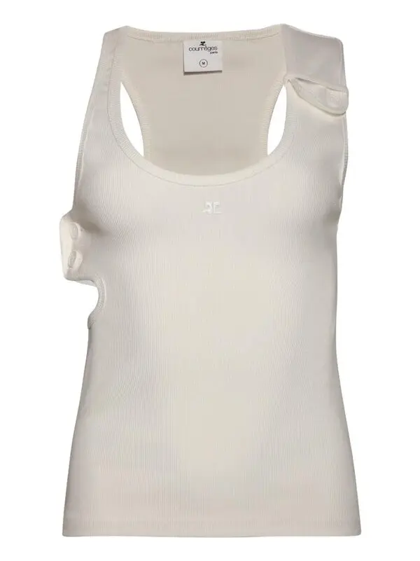 COURREGES Double Buckle 90's Rib Tank Top - White