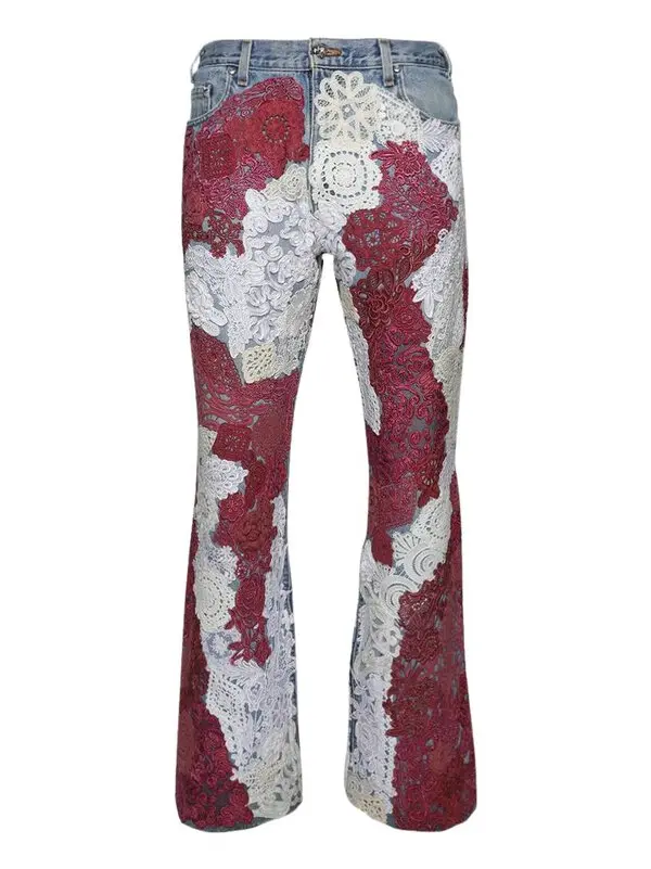 EARTHLING VIP Lace-covered Denim Jeans - Multi