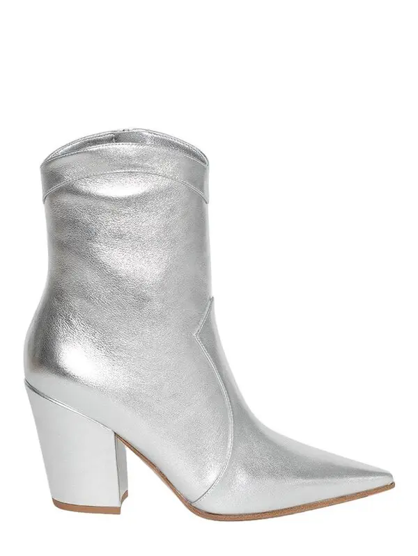 GIANVITO ROSSI Metallic Western Boot - Silver