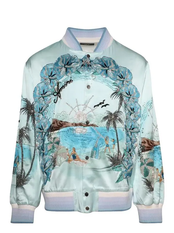Amiri Embellished Resort Club Bomber - Blue