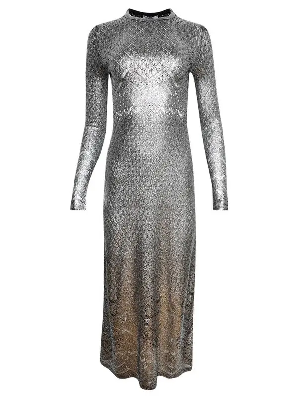 Rabanne Lace Knit Maxi Dress - Silver