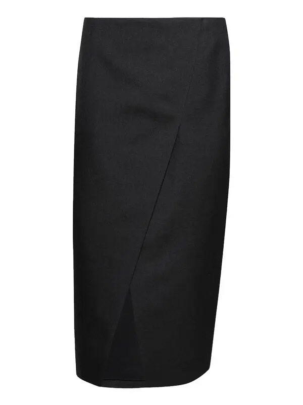 Gucci Wool Gabardine Midi Skirt - Grey