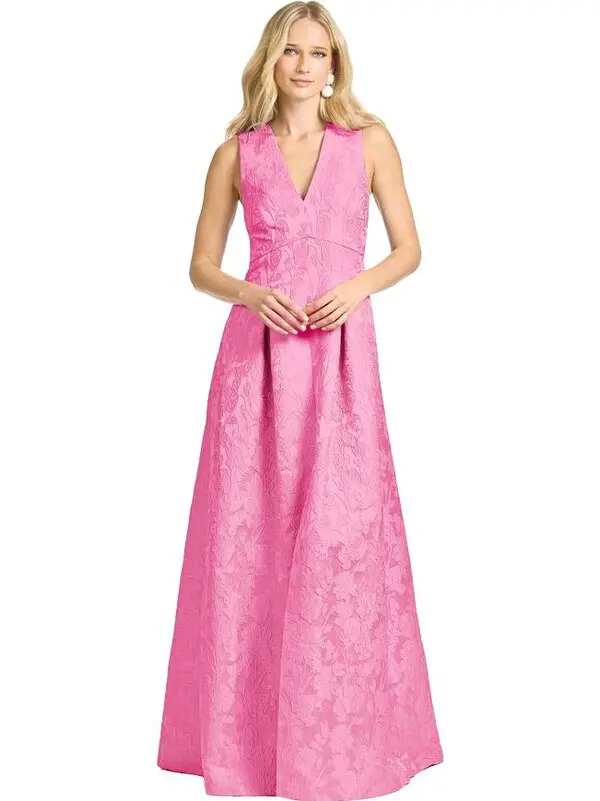 Sachin & Babi Brooklynne Floral Cloque Gown - Pink