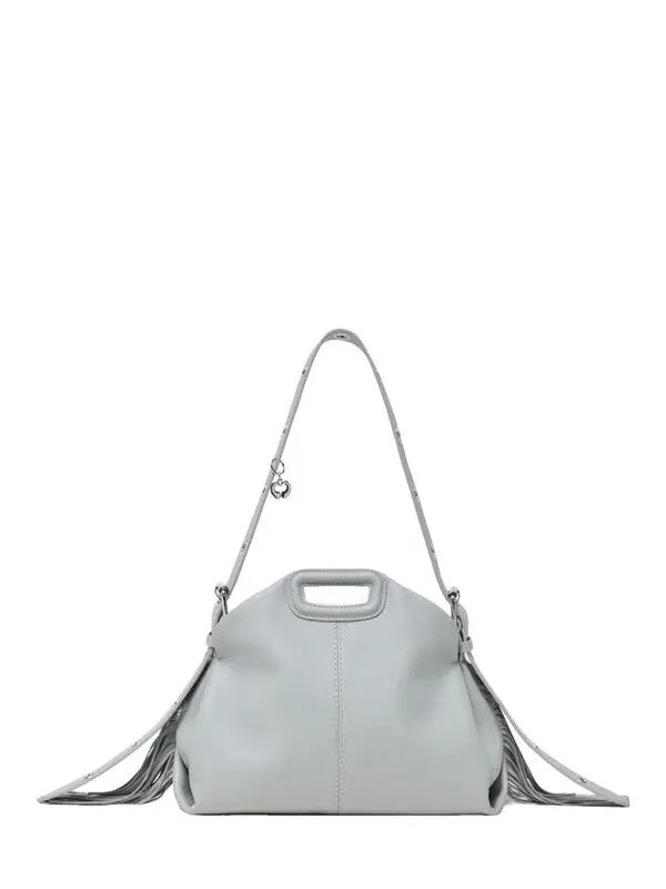 Maje Grained Leather Miss M Bag - Grey