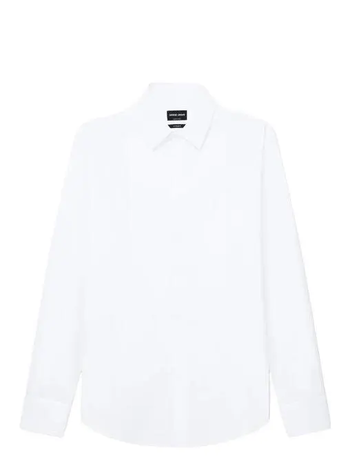 Giorgio Armani Cotton Tuxedo Shirt With Pleated Detail - White