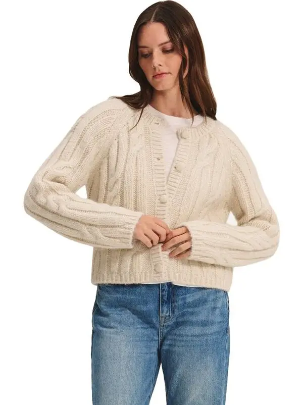 Velvet By Graham & Spencer Allison Cable-knit Cardigan - Neutral