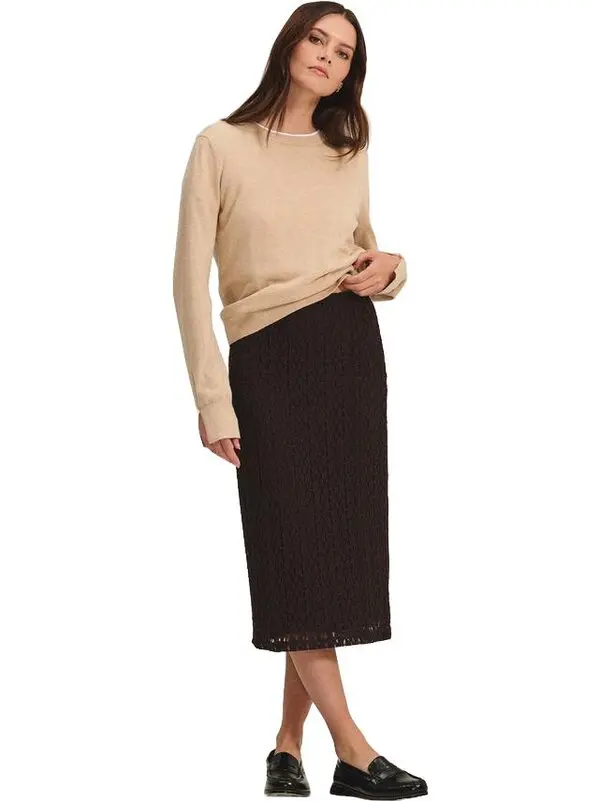 Velvet By Graham & Spencer Mia Stretch Lace Midi Skirt - Brown