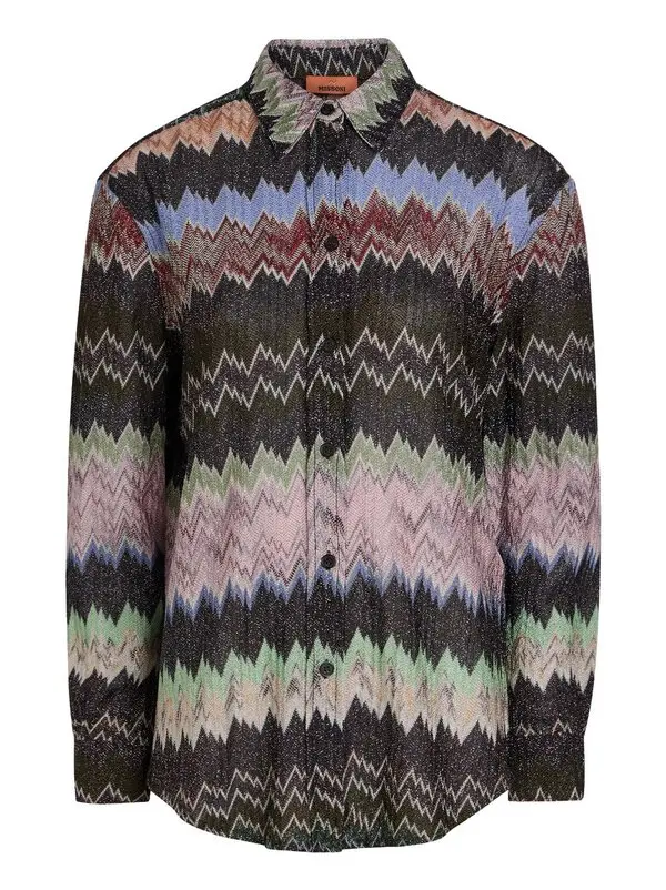 Missoni Snake-pattern Metallic-knit Shirt - Multicoloured