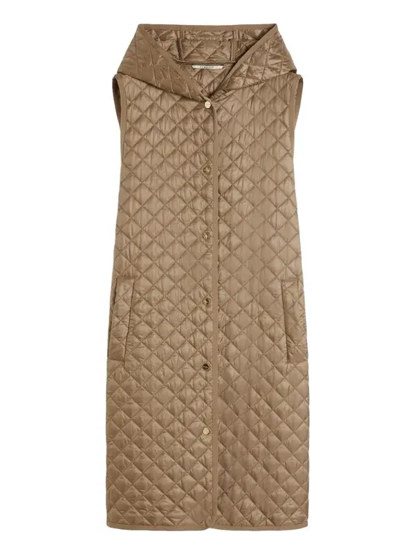 Max Mara Long Water-repellent Padded Gilet - Hazelnut Brown