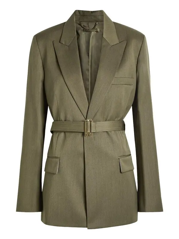 Victoria Beckham Belted Twill Blazer - Sage