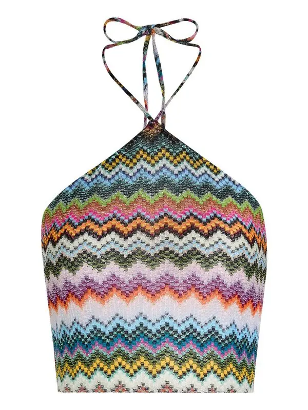 Missoni Zigzag Halterneck Metallic-knit Top - Multicoloured