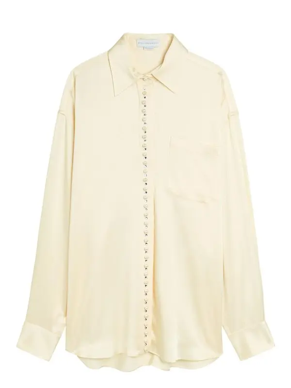 Stella McCartney Faux Pearl-embellished Satin Shirt - Cream