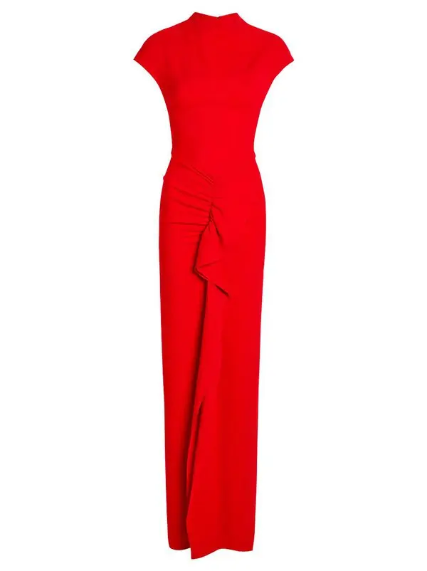Tove Beth Ruffled Crepe Maxi Dress - Red
